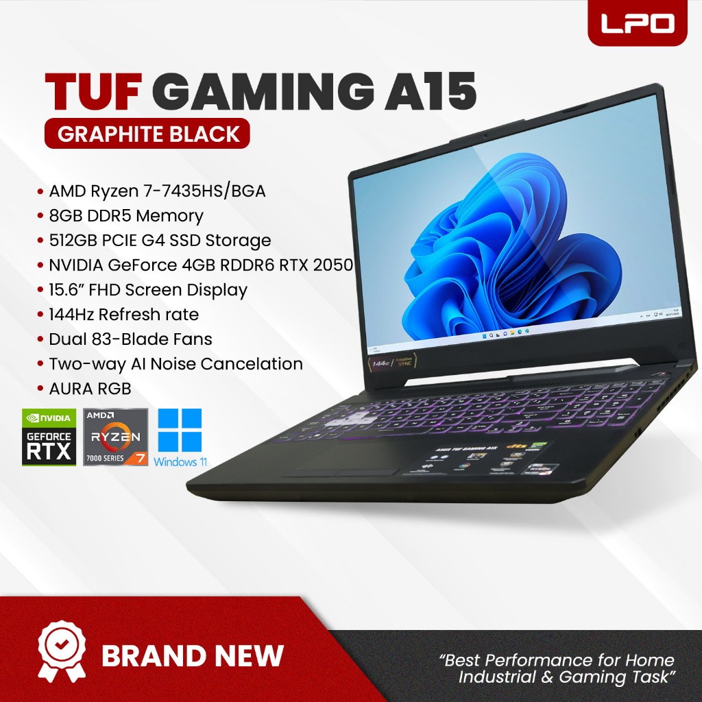 LPO Asus TUF Gaming A15 AMD Ryzen 7-7435HS/BGA 8GB DDR5 512GB PCIE G4 ...