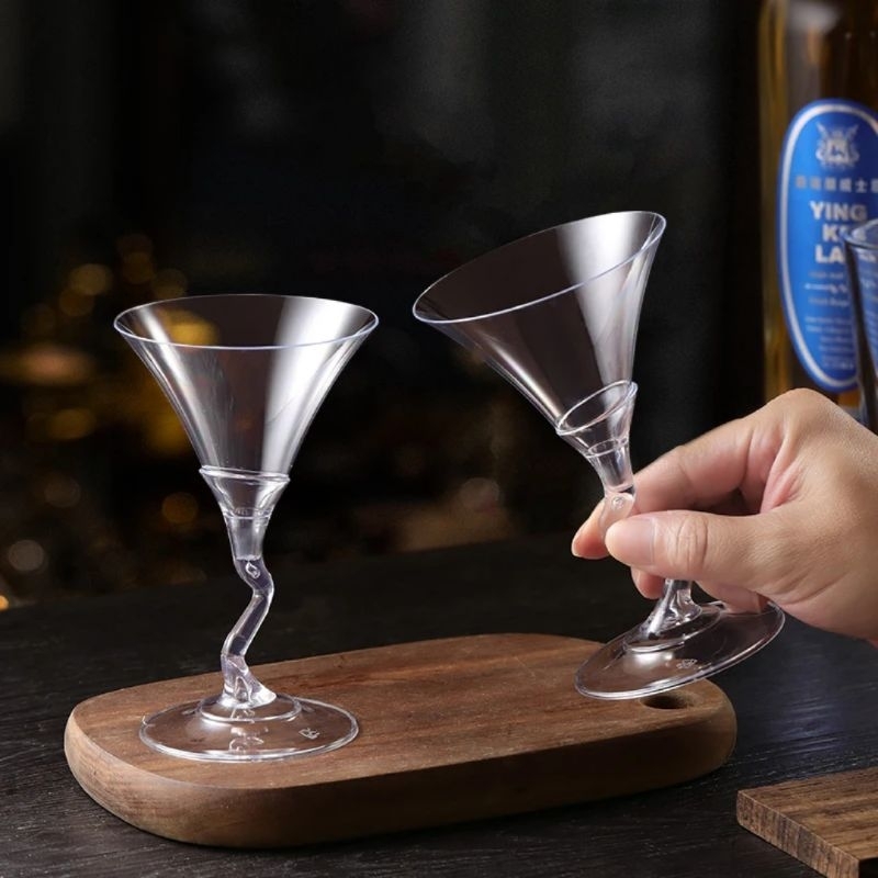 Curved stem cocktail acrylic glass elegant disposable champagne - Party ...