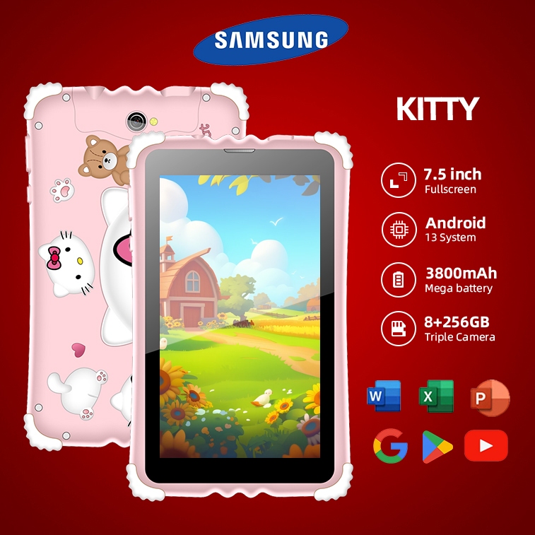 Samsung Tablet kitty Android Tablet 8GB+256GB Kids Learning Tablet 5G ...