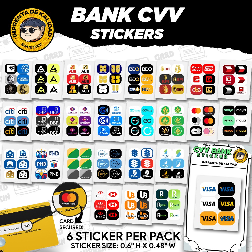 6pcs BANK CVV Stickers For your ATM or Credit Card | Shopee Philippines