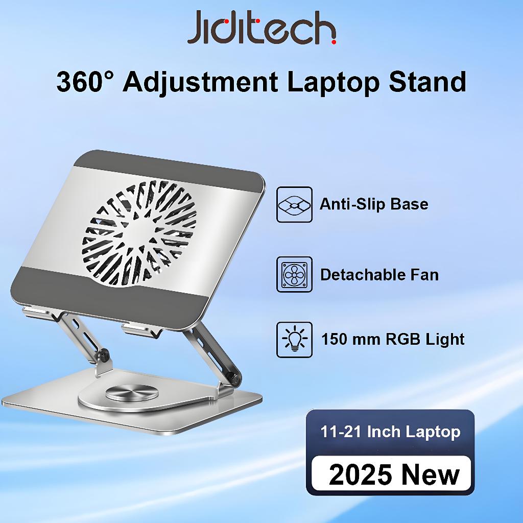 Jiditech Laptop Stand 360°Adjustment Laptop Bracket With RGB Dual Fan ...