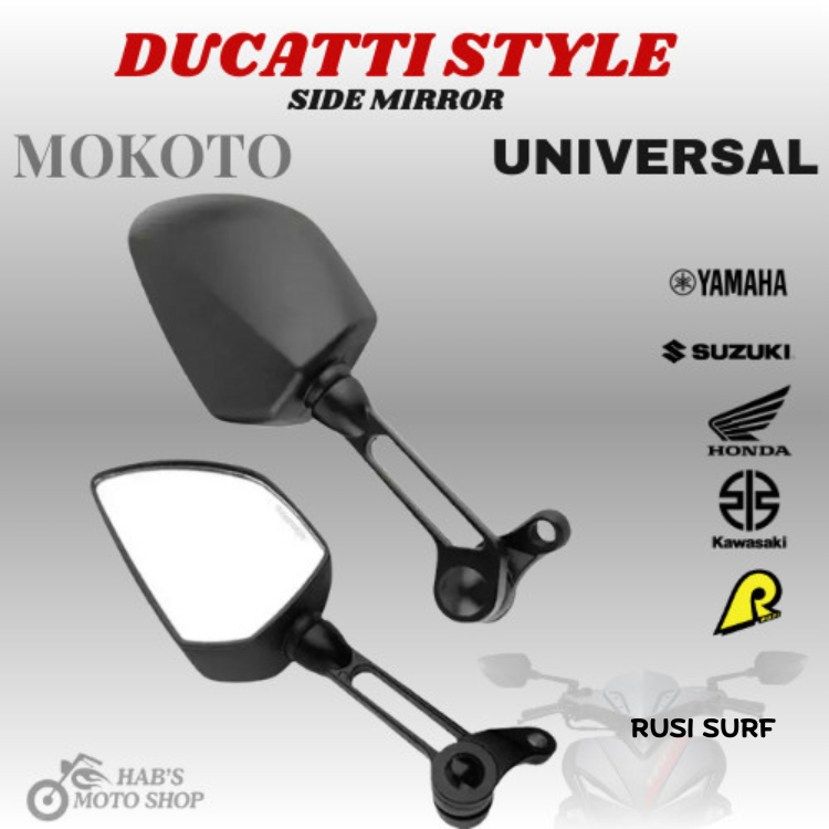 RUSI SURF Mokoto Ducatti Style Rear View Side Mirror Elite Series, Non ...