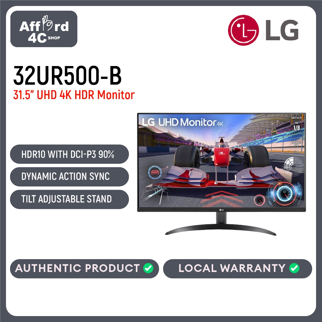 LG 32UR500-B 31.5 inch UltaHD Monitor 4K, HDR10 with DCI-P3 90% (Typ ...