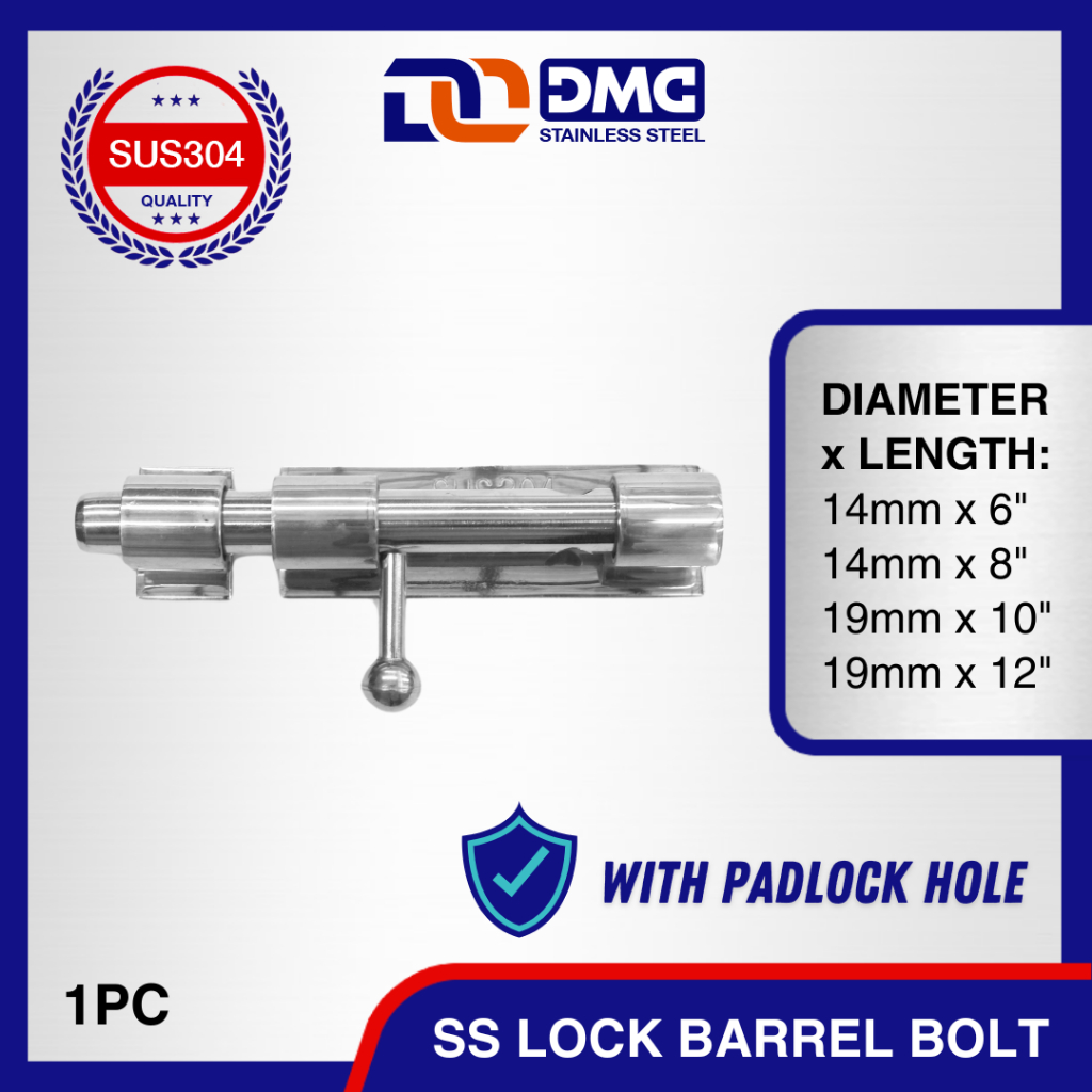 1PC Stainless Barrel Bolt Stainless Steel Gate Lock SUS304 | Shopee ...