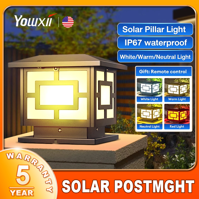 Yowxii Solar Outdoor Waterproof Column Light LED Solar Garden Column ...