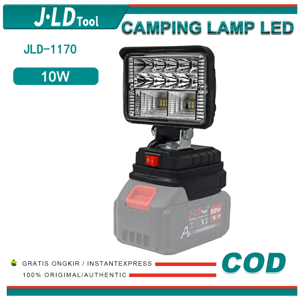 JLD 10W Cordless LED Work Light Spotlight For Li-ion Battery Outdoor ...