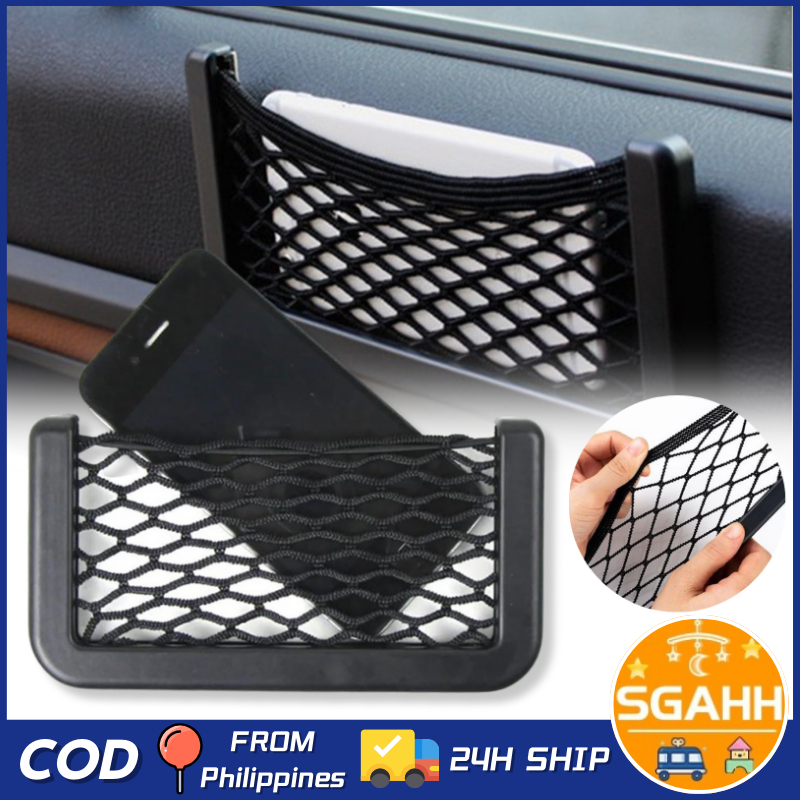 Car Storage Bag Nets Adhesive Auto Seat Organizer Door Side Net Pocket ...
