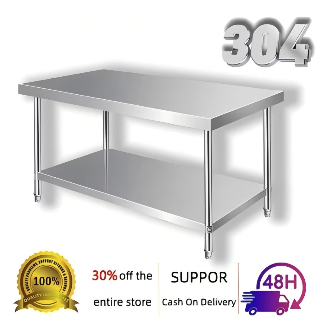 Double Stainless Steel cutting Table Worktop Kitchen Hotel High Quality ...