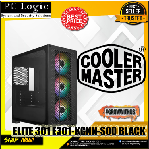 COOLER MASTER ELITE 301 E301-KGNN-S00 BLACK WITH 3X120MM ARGB FANS MATX ...