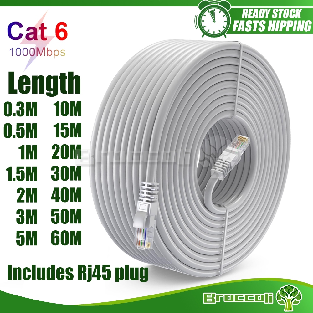 0.3M To 60M CAT6 RJ45 Ethernet Cable Wire Outdoor UTP 10Gbps High-Speed ...
