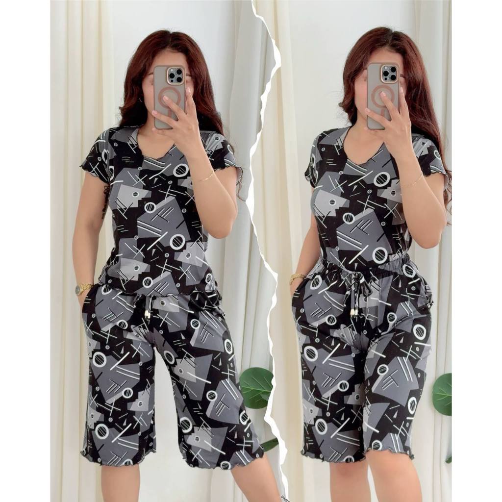 Printed Blouse and Tokong Squarepants Terno Womenswear with 2 Side Pocket fit up to Semi XL ...