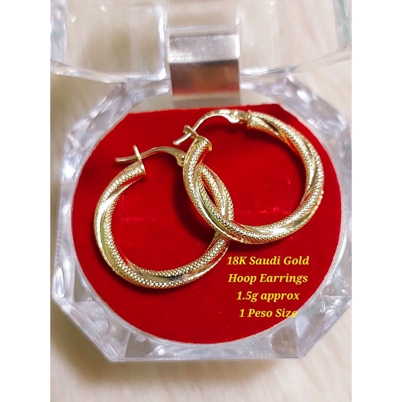 18K Saudi Gold SEMI - CHUNKY Twisted Hoop Earrings (nasasangla ...