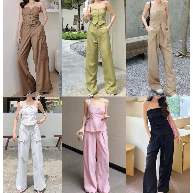 BKK bangkok tube top & trouser pants terno casual elegant classy set ...