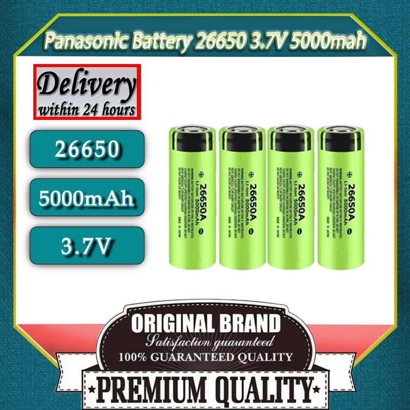 Panasonic 26650 5000mAh 3.7V Rechargeable Battery Li-ion High Quality ...