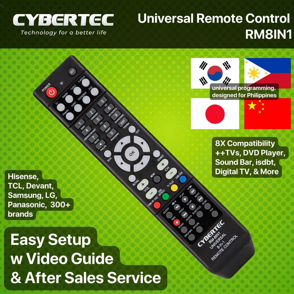 Cybertec Universal 8-in 1 Remote Control for TV DVD AUX | Smart TV ...
