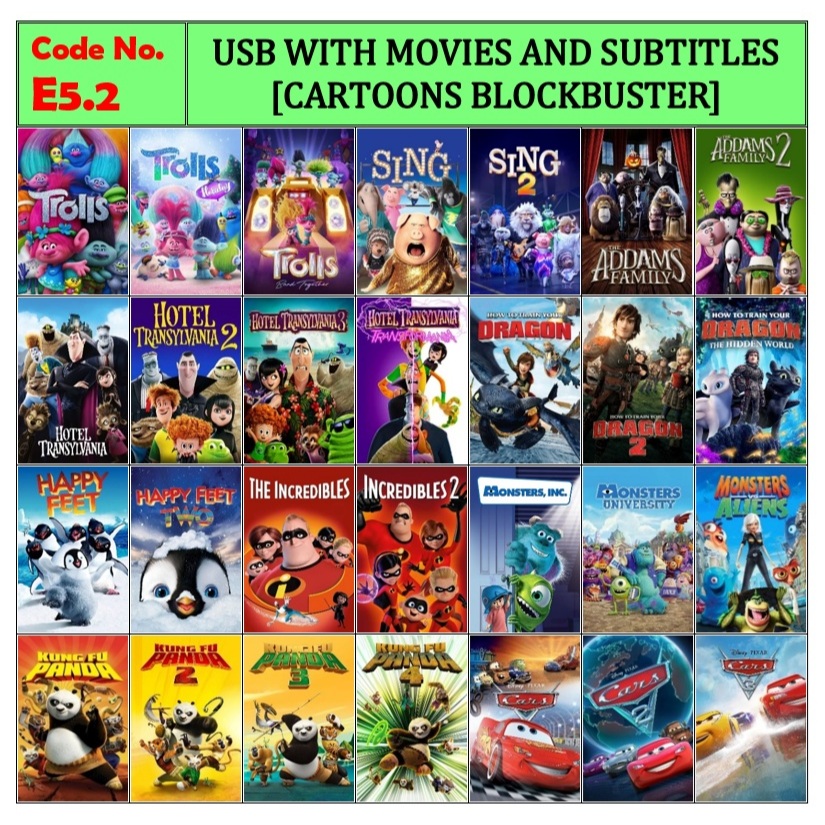 Flash Drive With Cartoons Blockbuster Movies | Subtitles Included ...