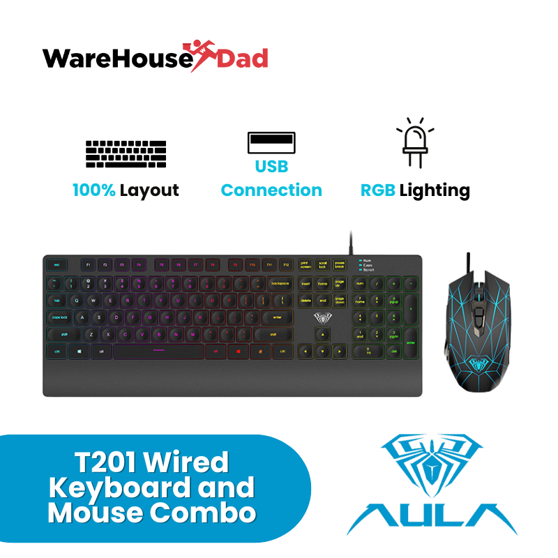 Aula T201 Wired Membrane Gaming Keyboard and Mouse Combo | Shopee ...