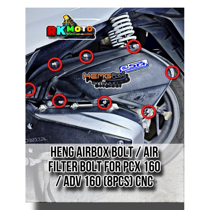 HENG Airbox Bolt / Air Filter Bolt For PCX 160 / ADV 160 (8pcs) CNC ...