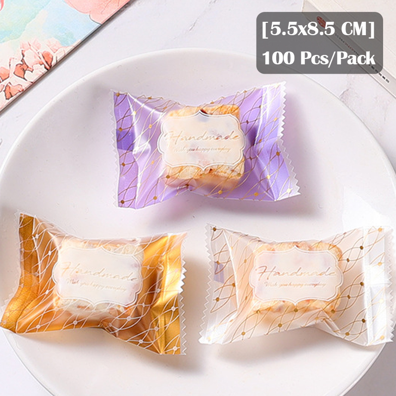 (100pcs) 5.5x8.5 CM Cookie Wrapper Pastry Wrapper Gold Purple White ...