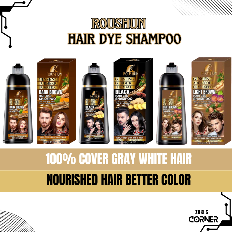 ROUSHUN HAIR DYE SHAMPOO EFFECTIVE INSTANT ORGANIC HAIR COLORING ...
