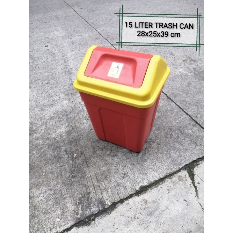 trash can with swing cover 15 liter trash bin waste can basurahan ...