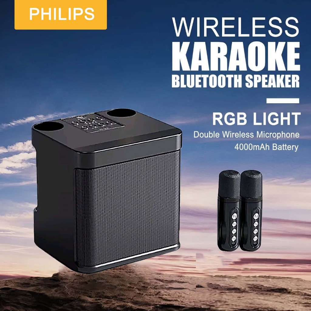 Philips Karaoke Wireless Portable Dual Microphone Professional 3D ...