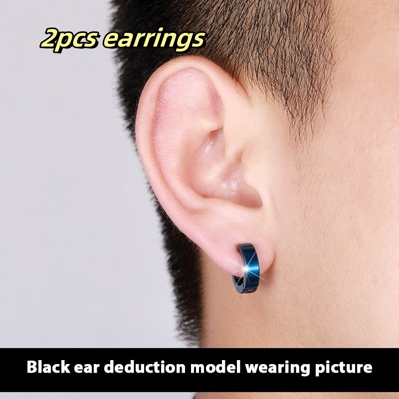 2pcs Titanium Steel False Ear Nail Ear Clip Magnet Ear Buckle Hip Hop ...