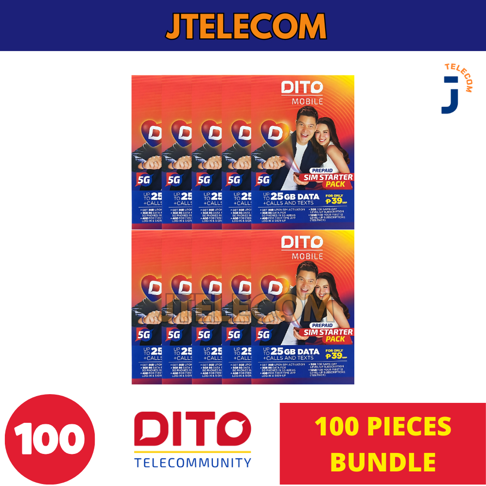 JYY DITO SIM 100 PIECES BUNDLE 5G SEALED NEWEST LATEST DITO SIM 5G UP ...