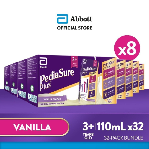 Pediasure Plus 3+ Vanilla 110ml x32 for Kids Above 3 Years Old Ready to ...