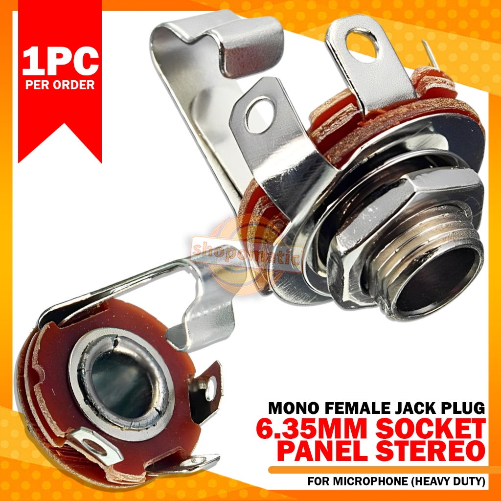 6.35mm Mono Female Jack with Switch Socket Panel for MIC Microphone ...