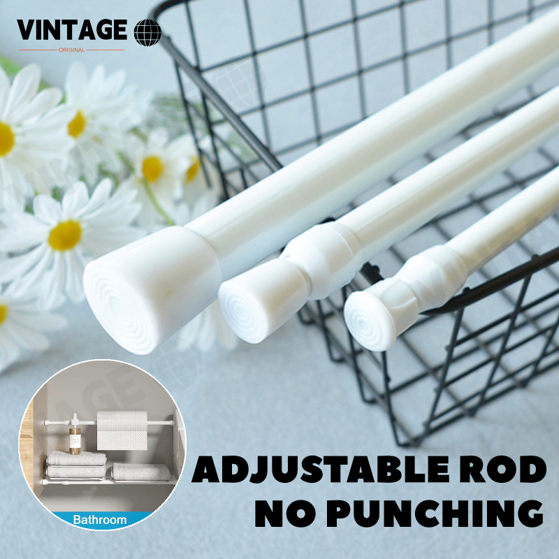 Multipurpose Curtain Rod Expandable Hook Curtain Rail Rod Adjustable ...