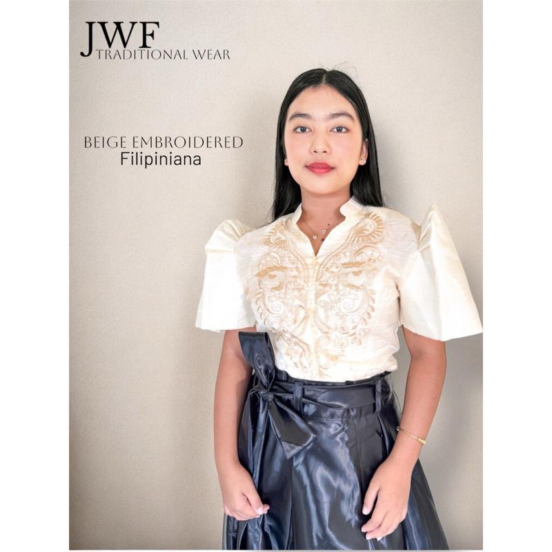 Ladies barong filipiniana Modern beige burda random burda | Shopee ...