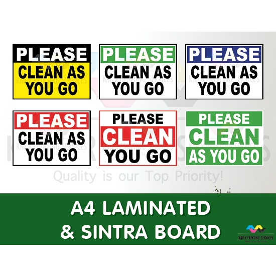 Please Clean As You Go Laminated | Sintra Board Signages | Shopee ...