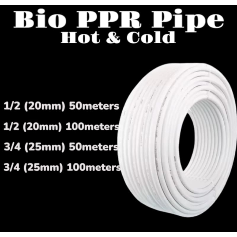 PPR Pipe Bio pipe PER ROLL PN20 50m & 100m 1/2" (20mm), 3/4" (25mm ...