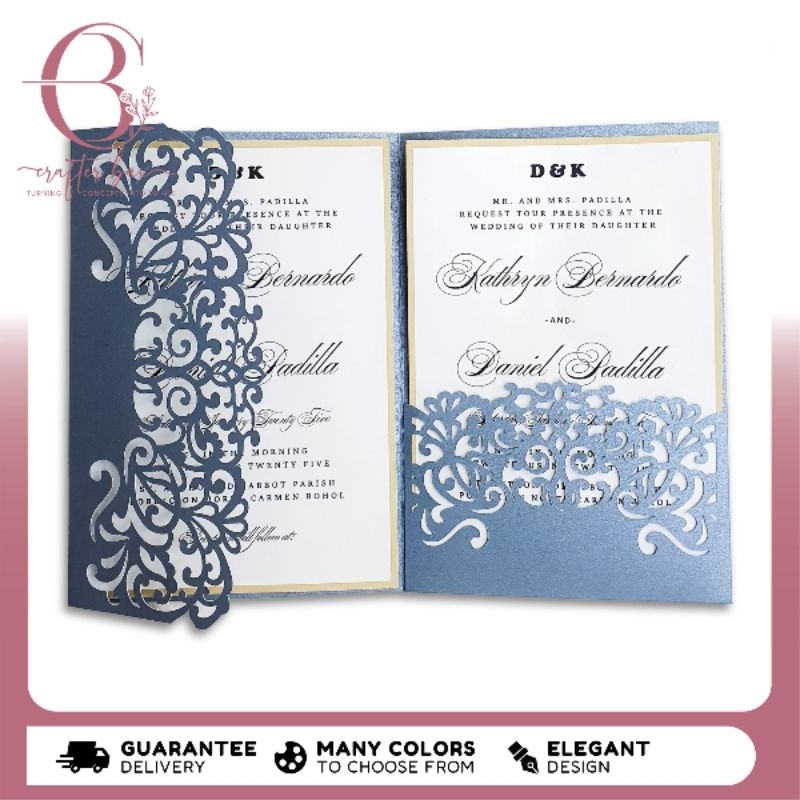 Laser cut Die Cut Minimalist Elegant Pattern 5x7 5R Trifold Invitation ...