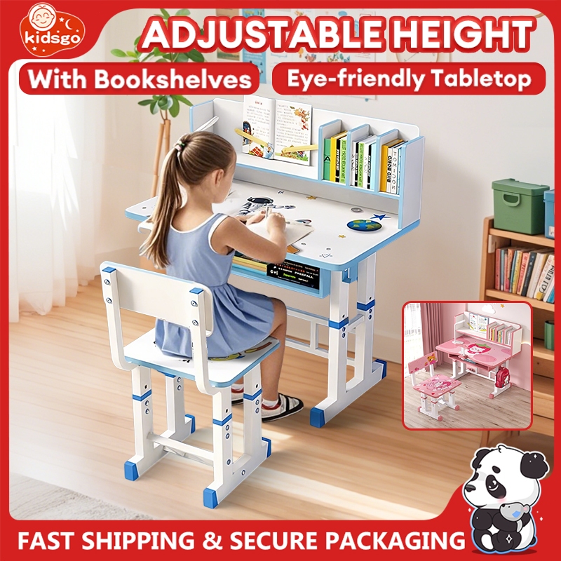 Study Table for Kids with Chairs Height-adjustable Study Table with ...