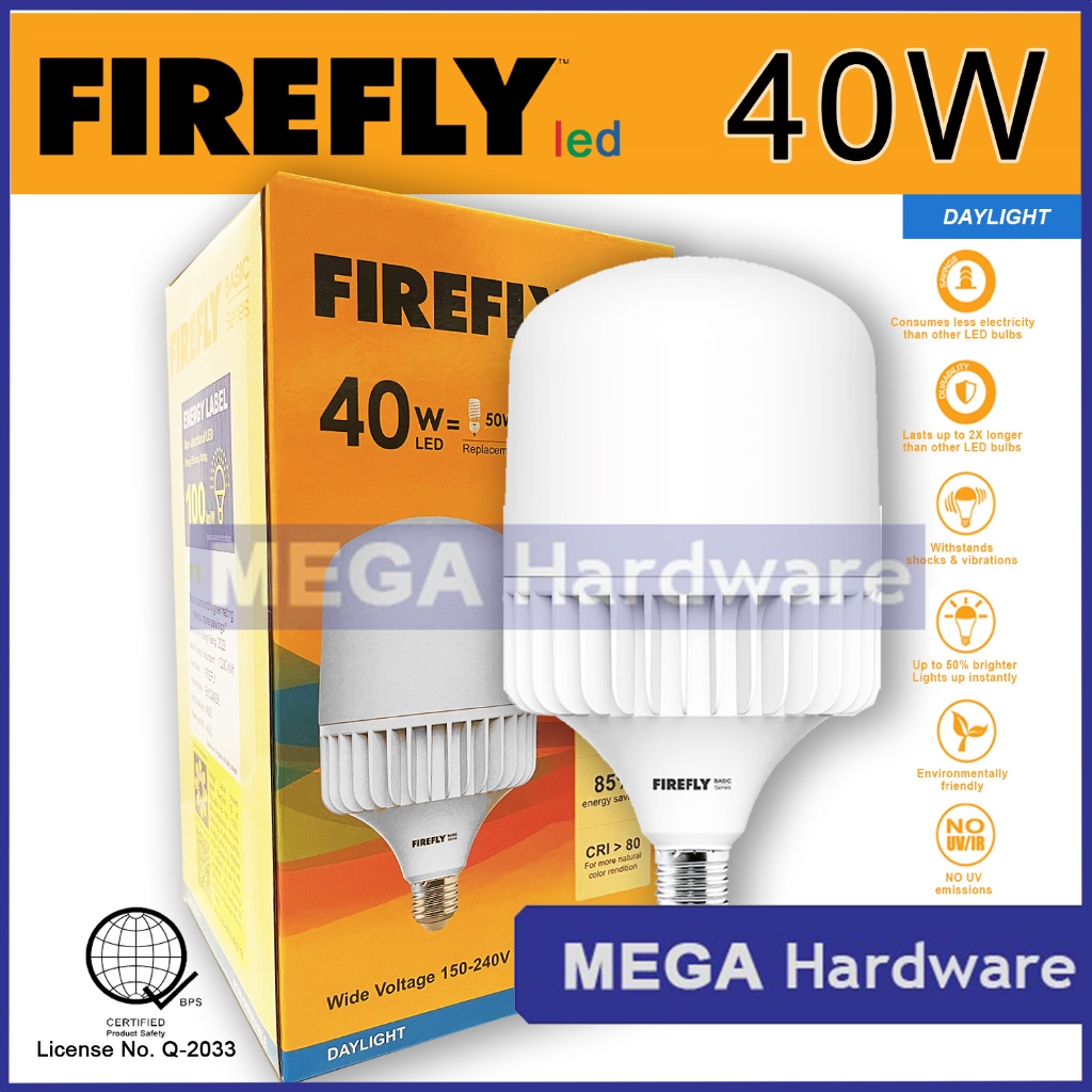 Firefly LED Capsule Bulb 20W 28W 30W 40W 50W Watts (Daylight or Cool White) E27 | Shopee Philippines