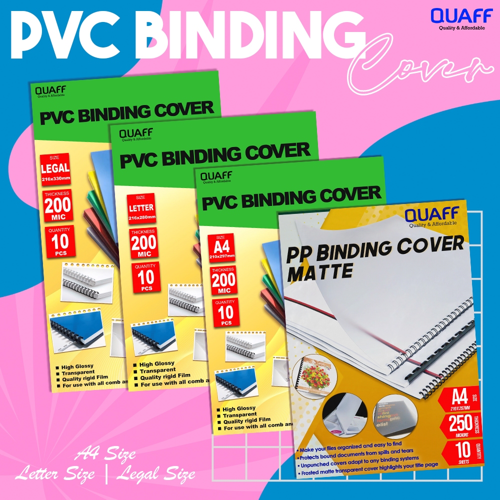(10sheets) QUAFF Clear PVC Binding Cover Short A4 Long Size 200 Mic ...