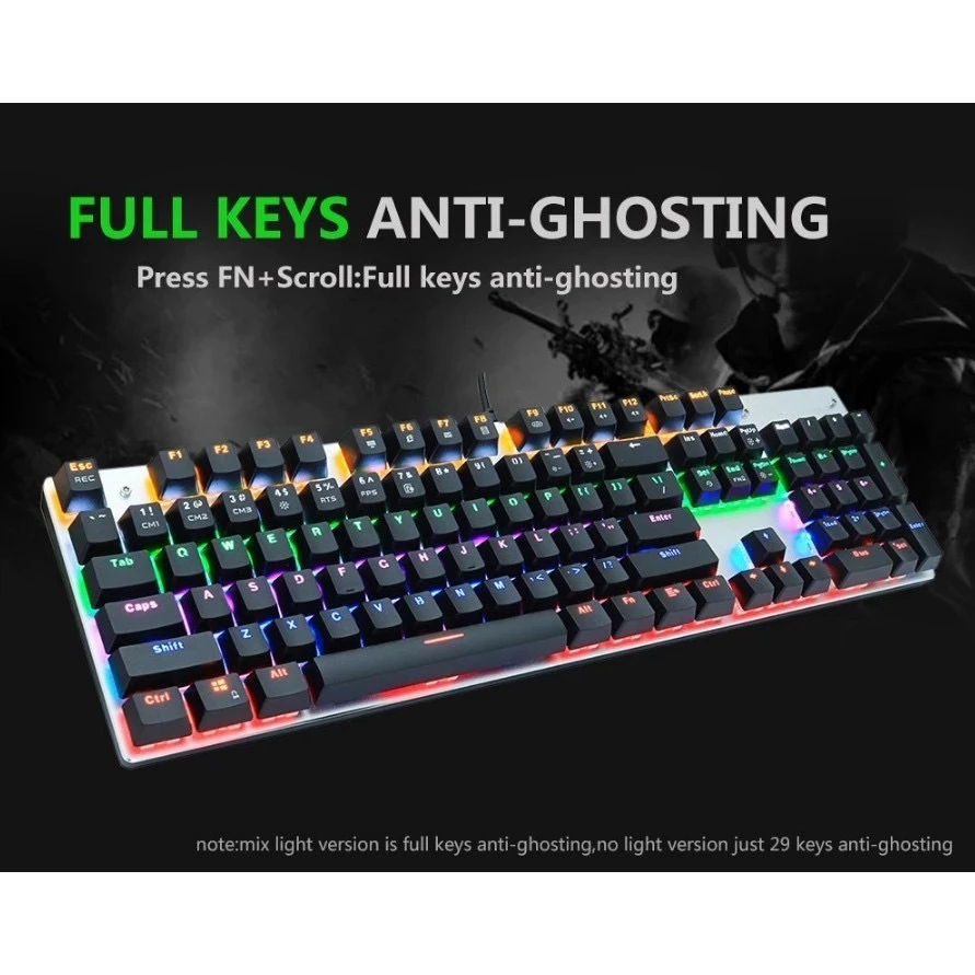 JK310 104 Key Metal Mechanical Gaming Keyboard Switch LED RGB Backlight ...