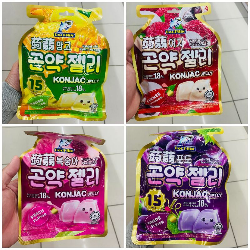 Dolphin Konjac Jelly Mango Grape Lychee Peach Flavor 18% Juice Content 15pcs / 6pcs Inside ...