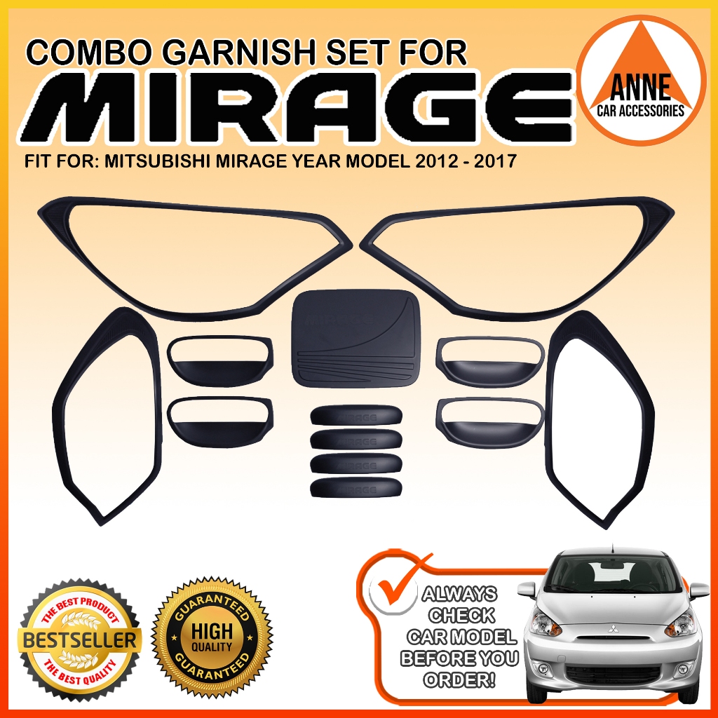 Garnish Cover Set Mitsubishi Mirage G4 Sedan 2012 - 2017 Black / Chrome ...