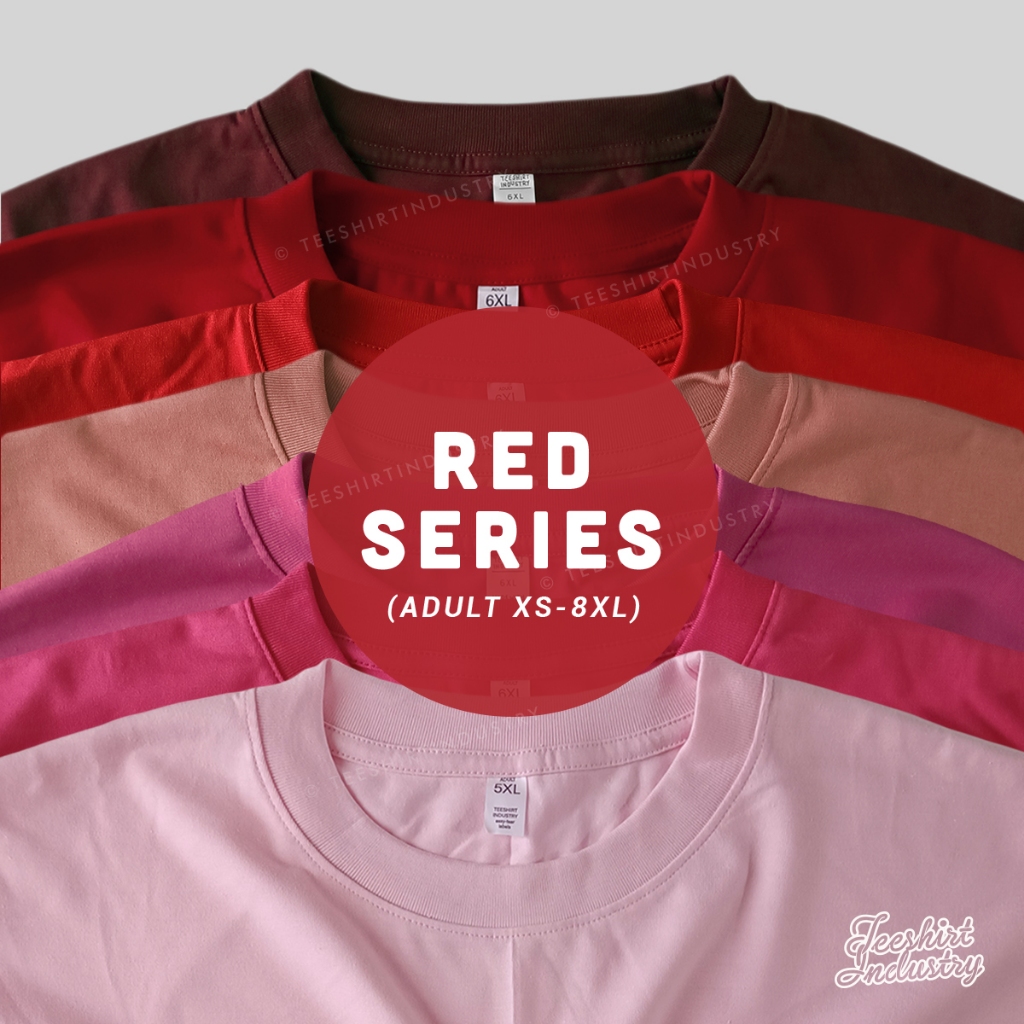 RED & PINK SERIES (upto 8XL) - Premium Unisex Adult Plain Tshirt (old rose maroon red fuchsia ...