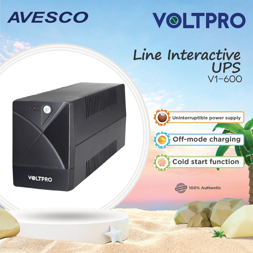 VoltPro | Line Interactive UPS | V1-600 | with AVR and USB port | VRLA Batteries | Avesco ...