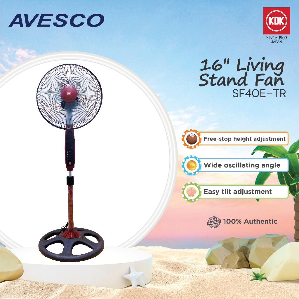 KDK Stand Fan (Tokyo Red) 16" | SF40E-TR | Built-In Thermal Fuse | Easy ...