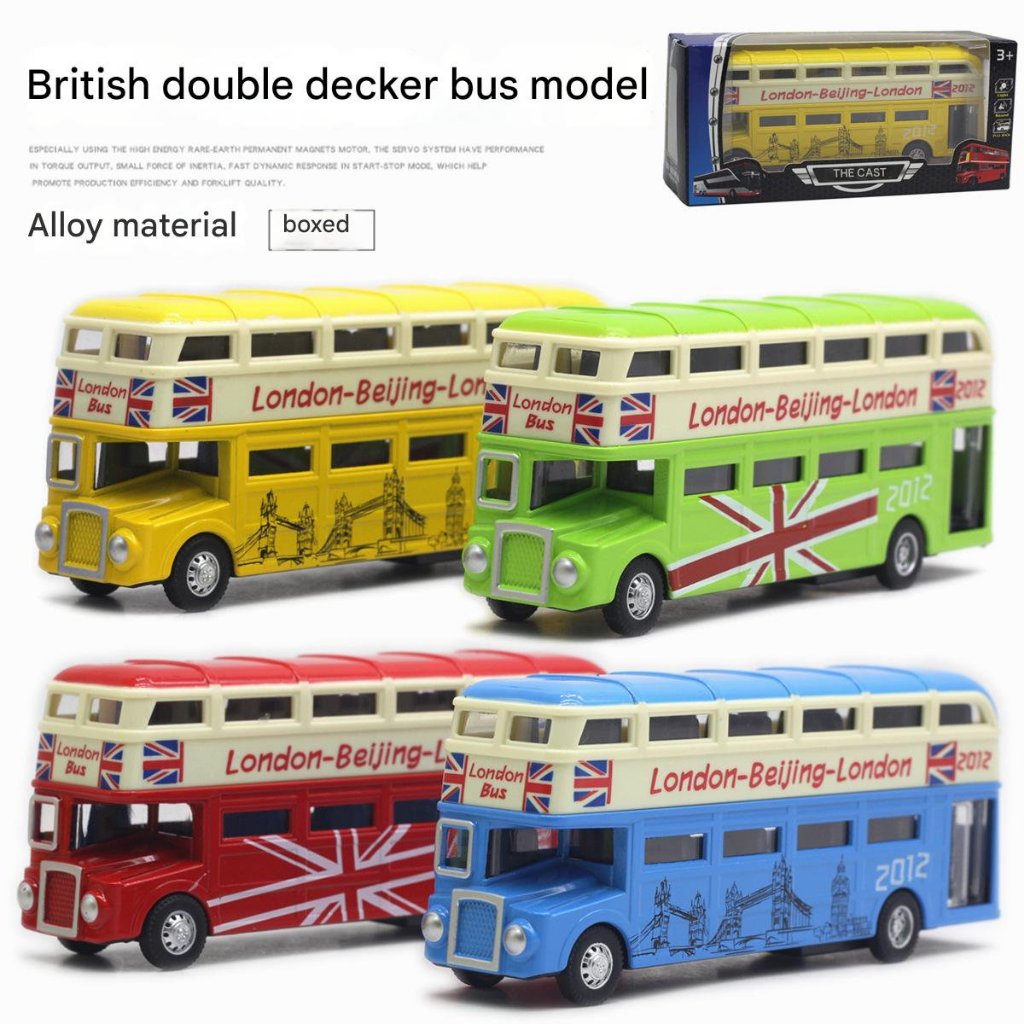 London double-decker bus alloy model open door sound and light bus car ...