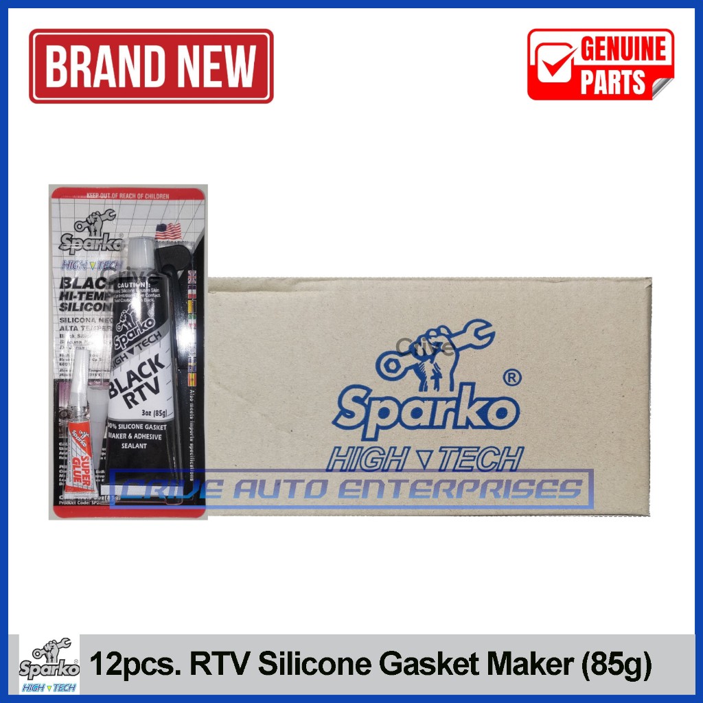 ORIGINAL (by dozens) Sparko Silicone Gasket Maker RTV Sealant, Adhesive (85g) [Black Red Clear ...