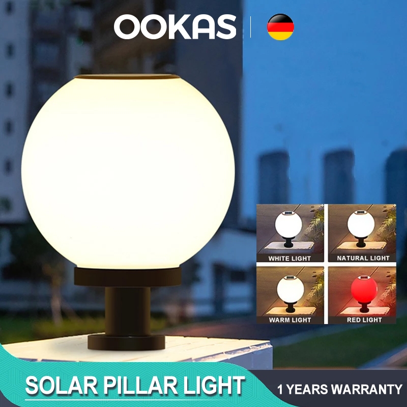OOKAS Modern 4-Colors Solar Pillar Light LED Solar Street Light Outdoor ...