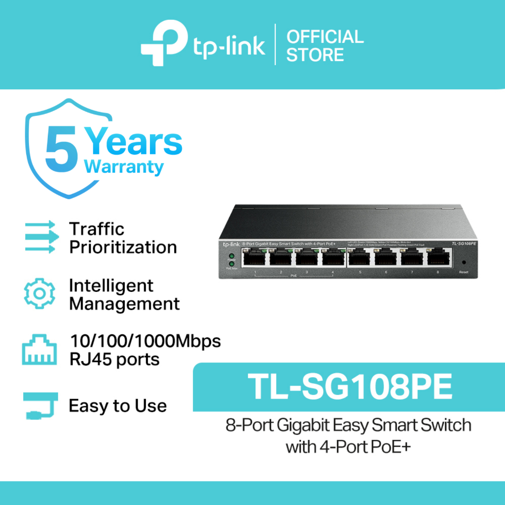 TP-Link | TL-SG108PE | 8-Port | Gigabit | Easy | Smart | Switch | 4 ...