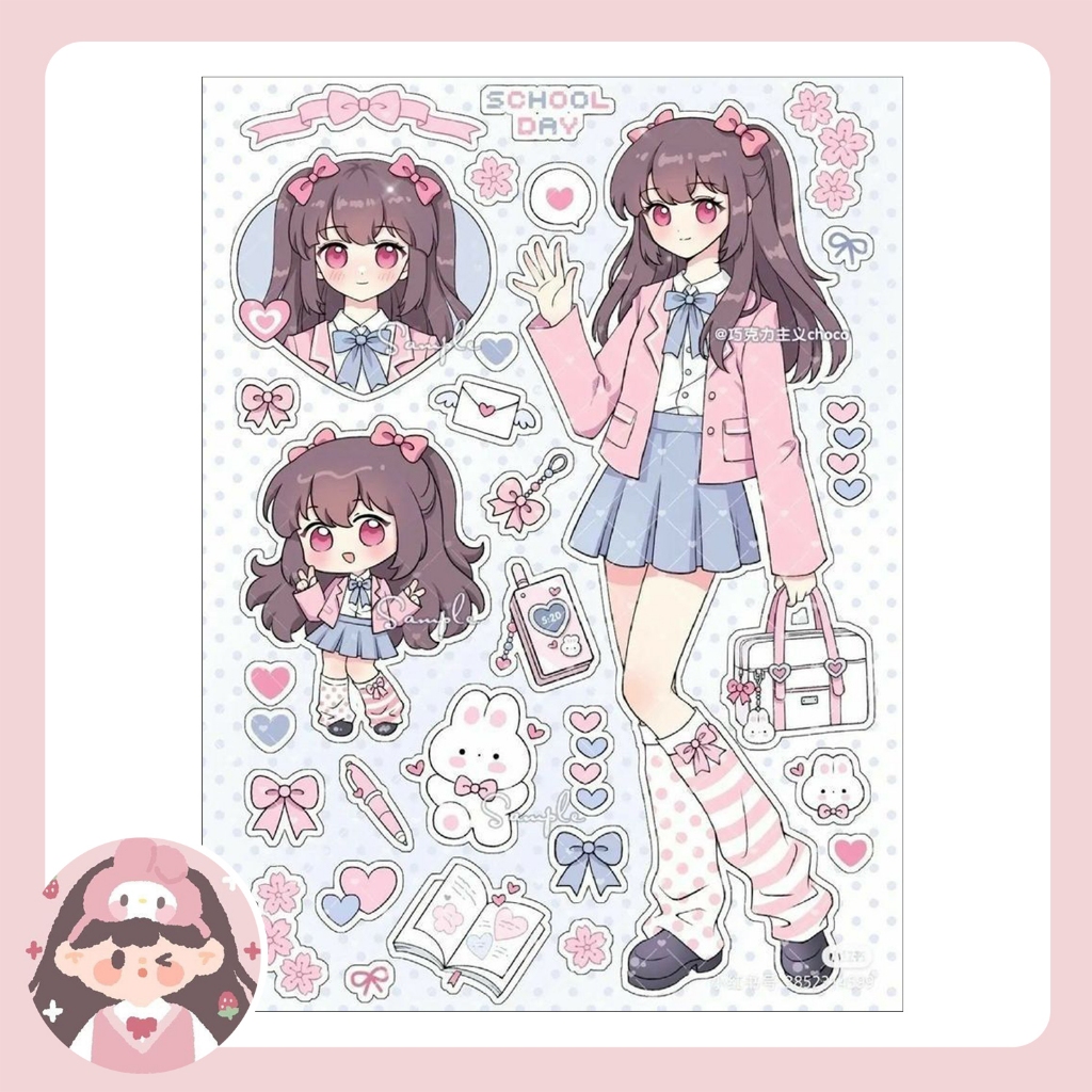 Cute Anime Girls Sticker Sheet 3R Size by Airame Studio | Shopee ...