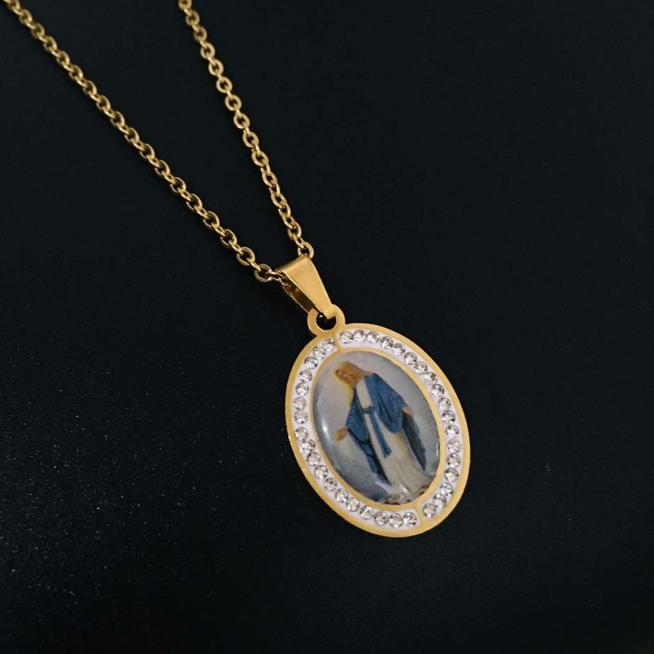 Miraculous Medal Mama Mary Protection Stainless Necklace | Shopee ...